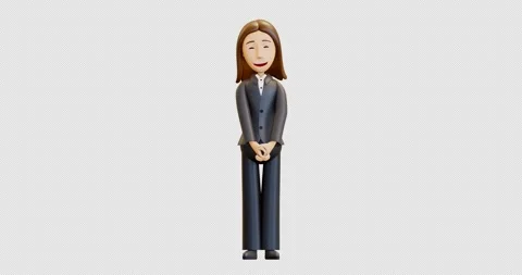 3d woman animation. A shy office worker ... | Stock Video | Pond5