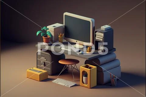 3d workspace, desk, Made by AI,Artificial intelligence: Graphic #232732889