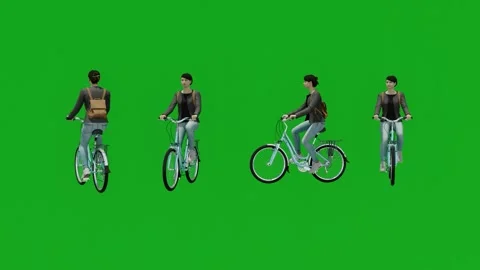 3D young girl on green screen riding a b... | Stock Video | Pond5