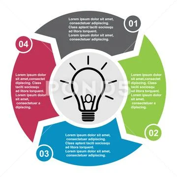 4 step vector element in four colors with labels, infographic diagram ...