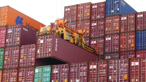 40 Feet container load on ship 4k | Stock Video | Pond5