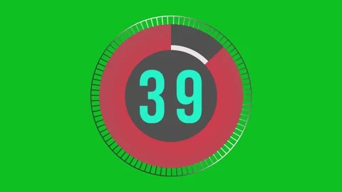 45 second black & red Countdown timer w... | Stock Video | Pond5