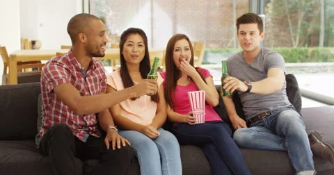 4K 2 young couples hanging out together ... | Stock Video | Pond5