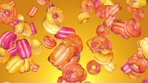 4K 3D Donuts Falling Down On Green Scree... | Stock Video | Pond5