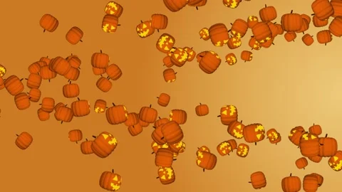 4K 3D halloween pumpkin falling loop ani... | Stock Video | Pond5