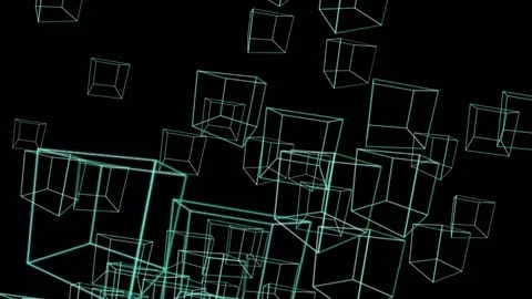 4k Abstract 3d box mesh cube frame line ... | Stock Video | Pond5