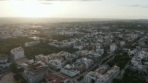 4k Aerial City Flyover with Sunset in th... | Stock Video | Pond5