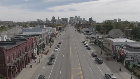 4K Aerial Cork Town Michigan Ave Detroit | Stock Video | Pond5