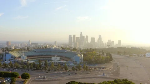 4K aerial of empty Dodger Stadium with d... | Stock Video | Pond5