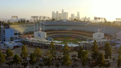 4K aerial of empty Dodger Stadium with d... | Stock Video | Pond5