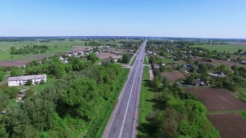 4K Aerial. Fly over highway with cars in... | Stock Video | Pond5