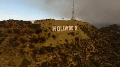 4K aerial of Hollywood Sign during the L... | Stock Video | Pond5