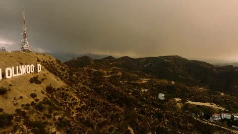 4K aerial of Hollywood Sign during the L... | Stock Video | Pond5