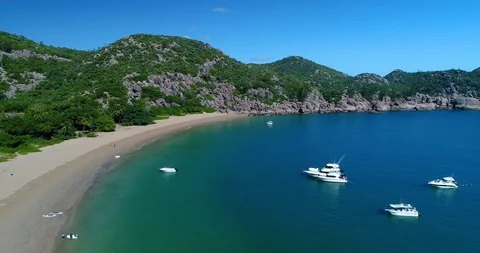 4K aerial overview of Radical Bay,Magnet... | Stock Video | Pond5