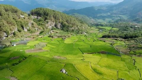 4K Aerial Panorama, Sagada Rice Terraces... | Stock Video | Pond5