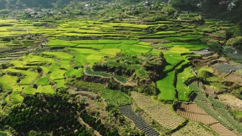 4K Aerial Panorama, Sagada Rice Terraces... | Stock Video | Pond5