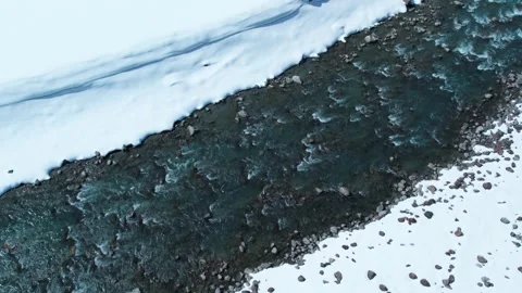 4K aerial top down shot of Chandra river... | Stock Video | Pond5