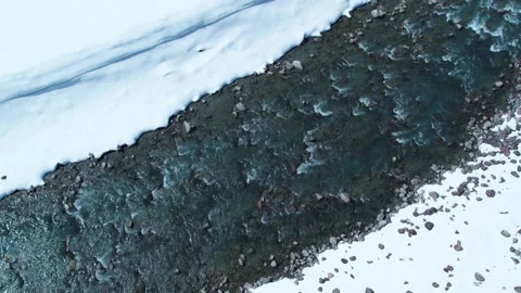 4K aerial top down shot of Chandra river... | Stock Video | Pond5