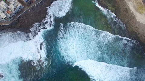 4K Aerial top view of ocean waves in sun... | Stock Video | Pond5