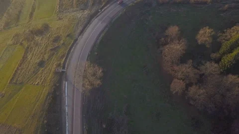 4k, aerial video top view two red cars m... | Stock Video | Pond5