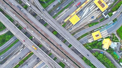 4K : Aerial view and top view of traffic... | Stock Video | Pond5