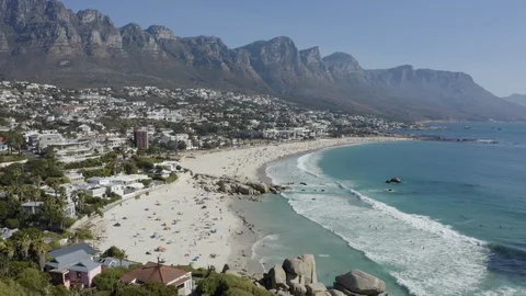 4K aerial view of Camps Bay Beach with t... | Stock Video | Pond5