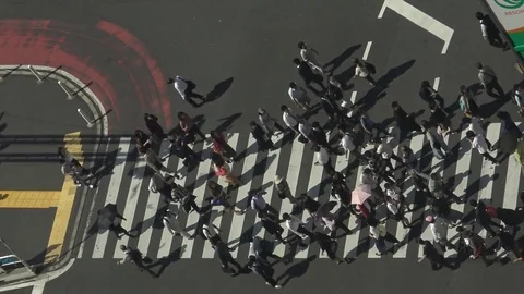 4K Aerial view of crowd pedestrian cross... | Stock Video | Pond5