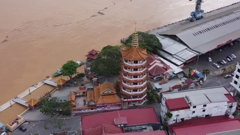 4K | Aerial View of Temple at Sibu, Sara... | Stock Video | Pond5