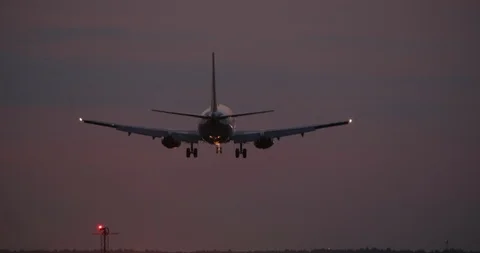 Airplane Landing Night Stock Video Footage | Royalty Free Airplane ...