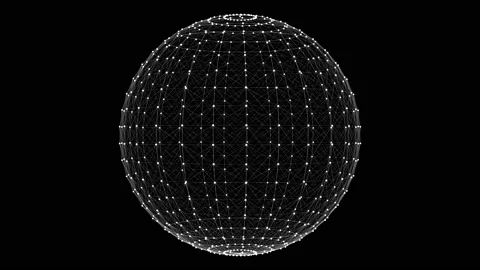 4k animated 3d wireframe sphere rotating... | Stock Video | Pond5