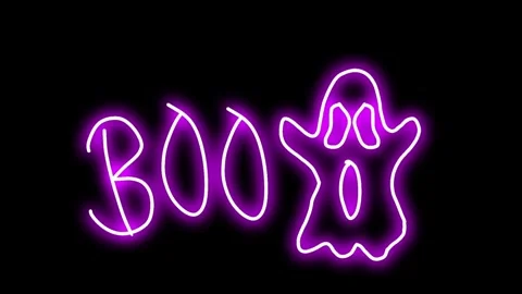 4k animated boo neon typography text bac... | Stock Video | Pond5