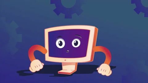 4k animated cartoon icon on blue screen ... | Stock Video | Pond5