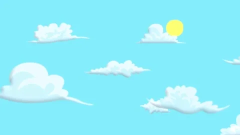 4K animated cartoon sky with clouds drif... | Stock Video | Pond5