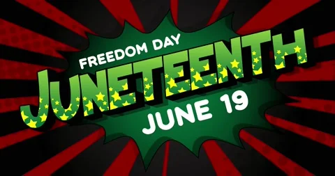 4k animated Juneteenth cartoon text. | Stock Video | Pond5