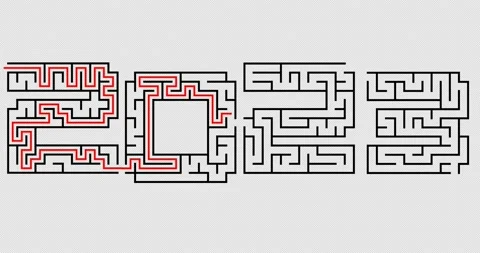 4k animated maze. 2023 year on transpare... | Stock Video | Pond5