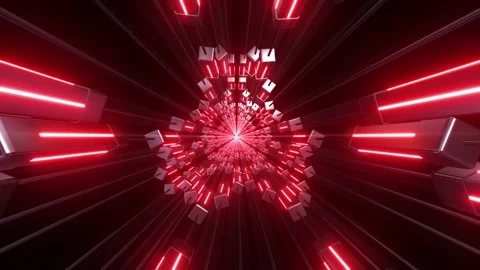 4K Animated Red Neon Blocks Tunnel | Stock Video | Pond5