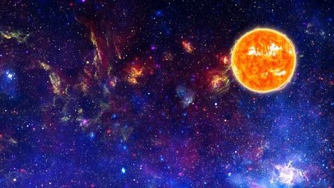 4K animated sun with nebula background. | Stock Video | Pond5