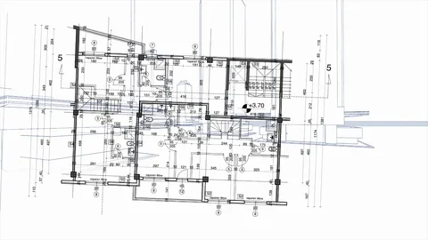 4k animation of Blueprint House Plan | Stock Video | Pond5