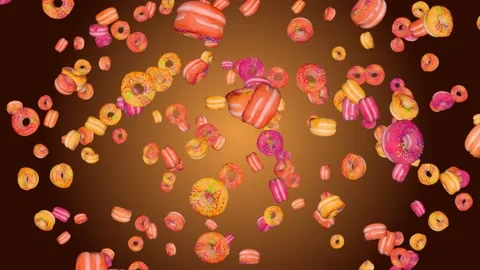 4K Animation of falling tasty donuts on ... | Stock Video | Pond5
