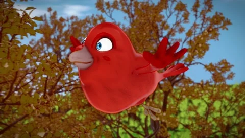 4K animation of a fun cartoon Red robin ... | Stock Video | Pond5