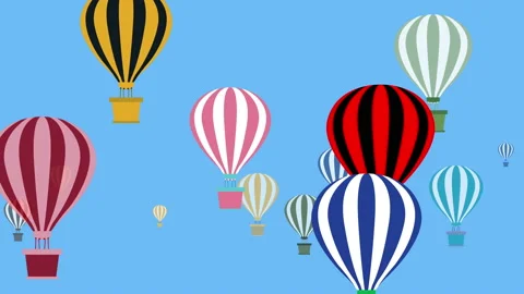 4K animation of hot air balloons group i... | Stock Video | Pond5