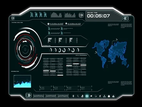 4K Animation HUD panel graph bar world m... | Stock Video | Pond5