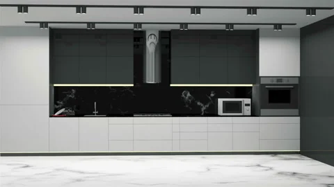 4K Animation of Modern Kitchen 3D Interi... | Stock Video | Pond5