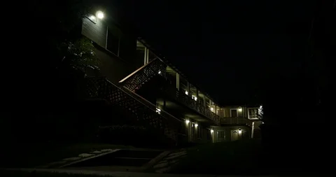 4k Apartment Motel Night Exterior | Stock Video | Pond5