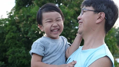 4K Asian child boy and dad in happy mome... | Stock Video | Pond5