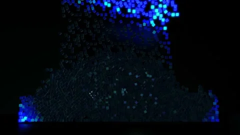 4k background blue cubes fall down and f... | Stock Video | Pond5