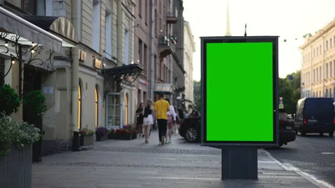 4k Billboard green screen stands and peo... | Stock Video | Pond5