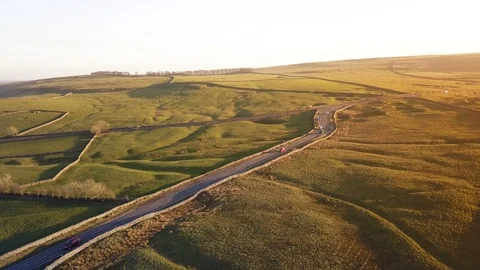 4k Birds eye view above idyllic country ... | Stock Video | Pond5