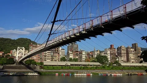4K The Bitan Suspension Bridge, famous a... | Stock Video | Pond5