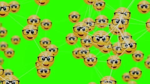 4k block-chain of geek emoticon icon mot... | Stock Video | Pond5